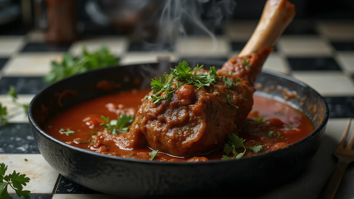 Chamorro de cordero con salsa harissa - Flavelo